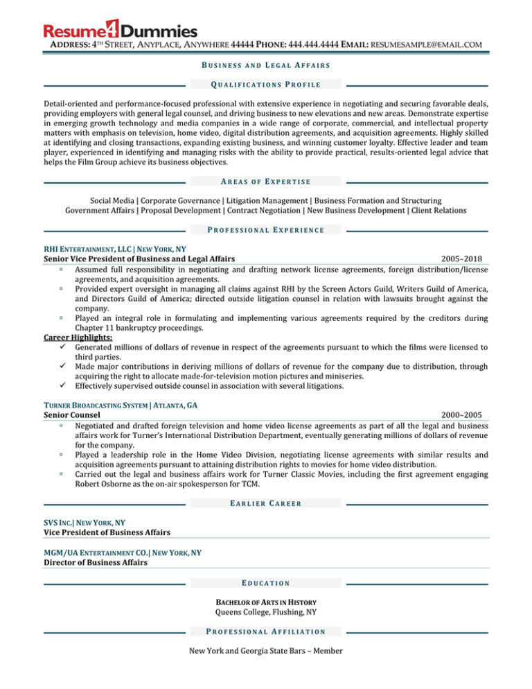 Resume Examples | Resume4Dummies