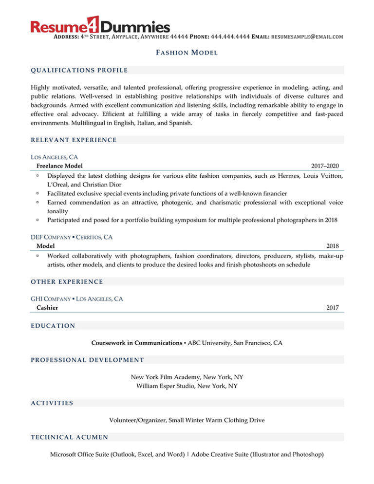 Resume Examples | Resume4Dummies