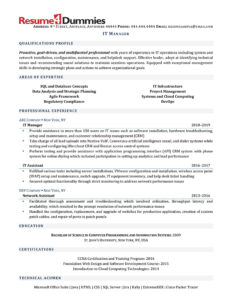 IT Manager Resume Example | Resume4Dummies